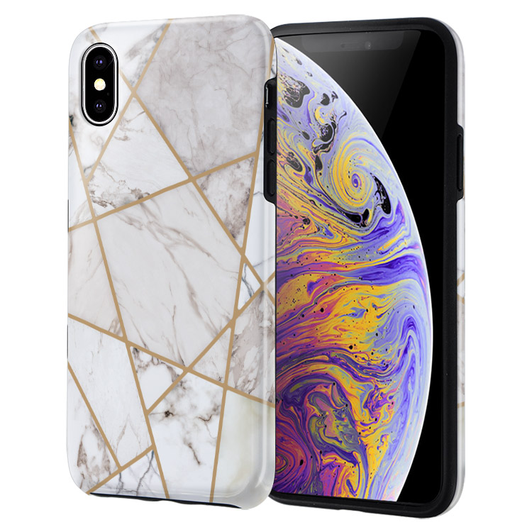 iPhone X/XS Case - - Geo White And Gold Marble - Casebus
