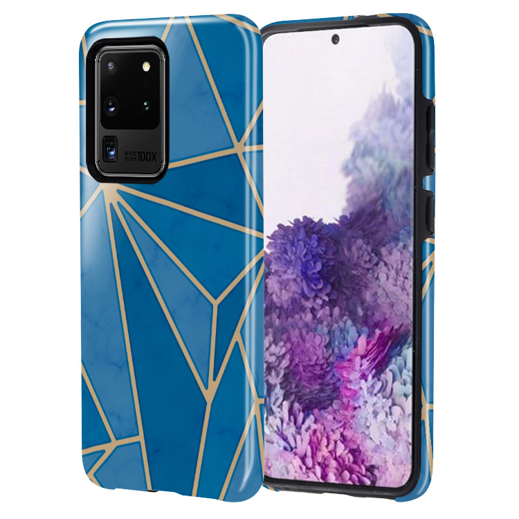 Samsung Galaxy S20 Ultra Case - - Geo Blue And Gold Marble - Casebus