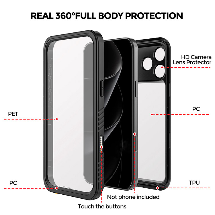 iPhone 17 Case - Clear Full Body Protection Waterproof Heavy Duty Phone ...